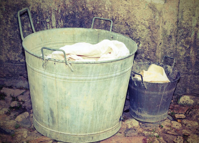 Metal Tub for Doing the Laundry of the Poor Peasant Civilization with ...