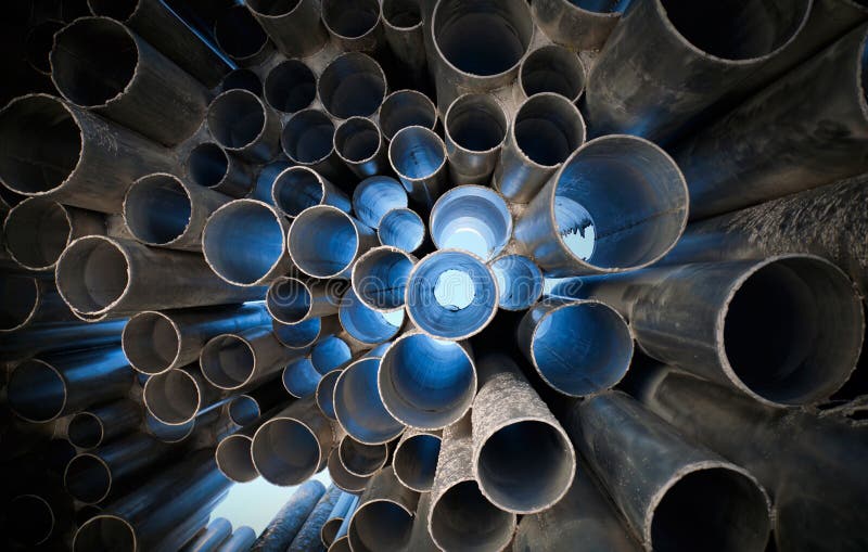 Stainless Steel Profiles and Tubes. in Warehouse Background Stock Image ...