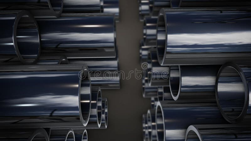 Metal Tubes Stack with Reflection Stock Illustration - Illustration of ...