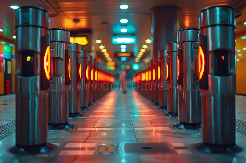 Metal Turnstile at Building Entrance for Automatic Access Control ...