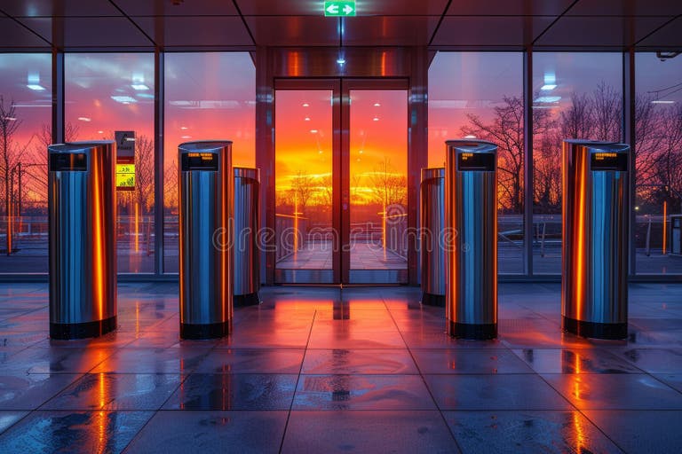 Metal Turnstile at Building Entrance Checkpoint for Automatic Access ...