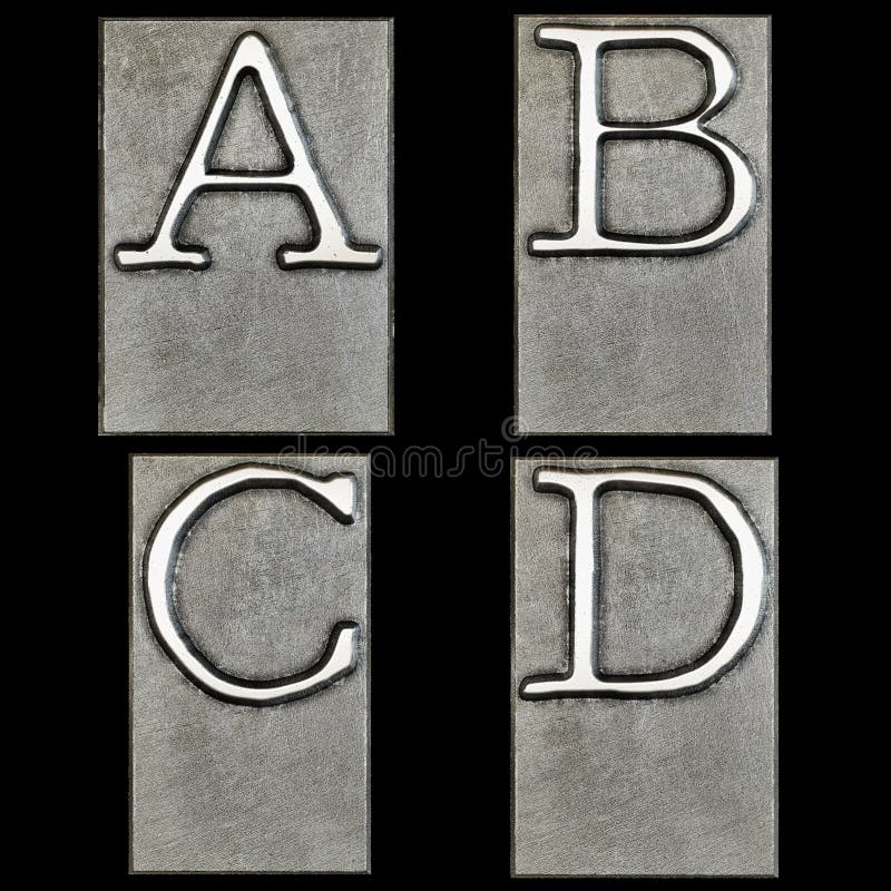 Metal Typewriter Print Head Alphabet - Letters a-D Stock Photo - Image ...