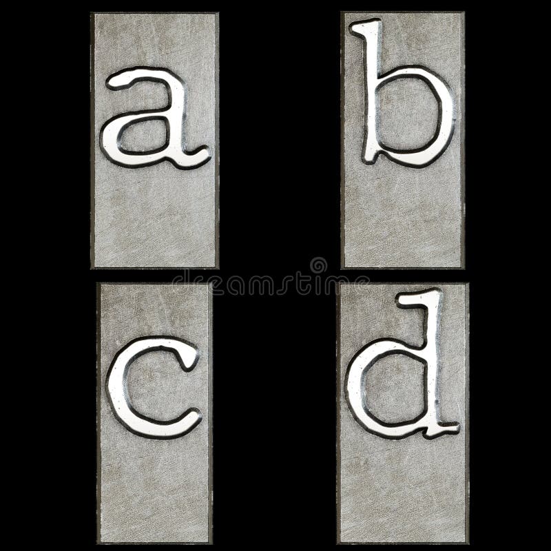 Metal Typewriter Print Head Alphabet - Lower Case Letters a-d Stock ...