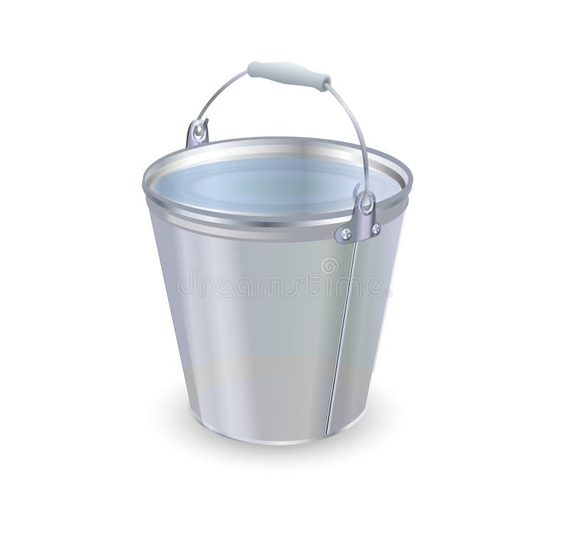 Metal Vector Buckets with and without Water. Vector Stock Vector ...