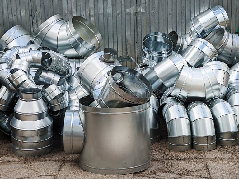 Metal Ventilation Components. Infrastructure Stack Stock Image - Image ...