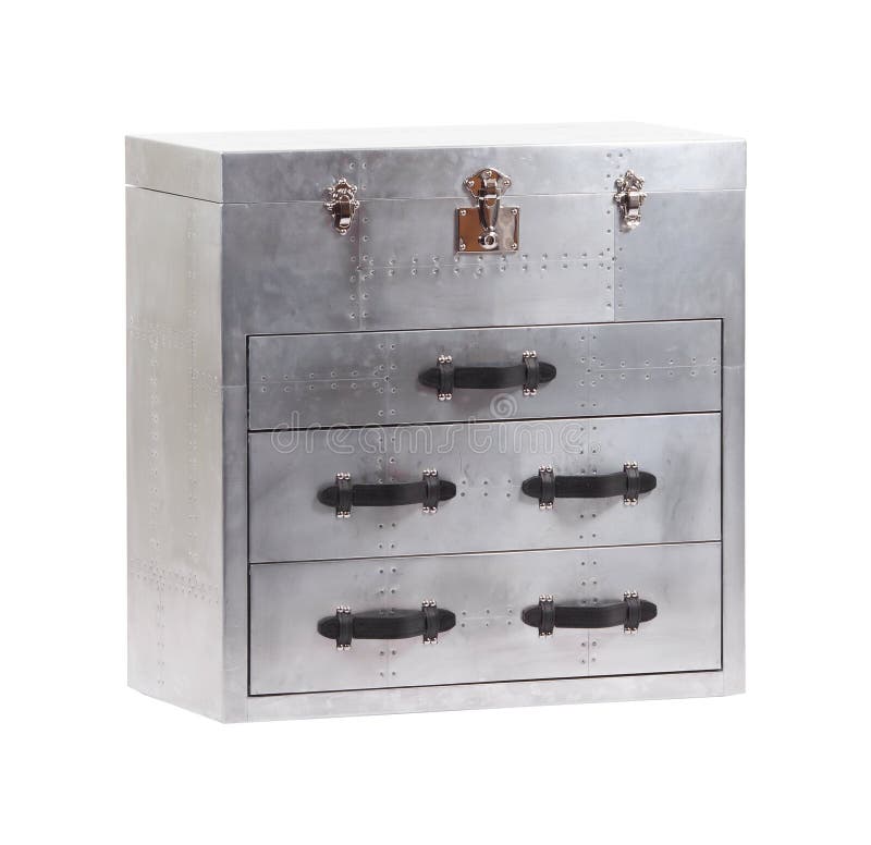 Metal Vintage Chest of Drawers Isolated Stock Photo - Image of glass ...