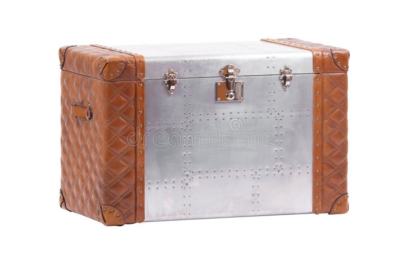 Metal Vintage Chest. Isolated on White Stock Image - Image of business ...