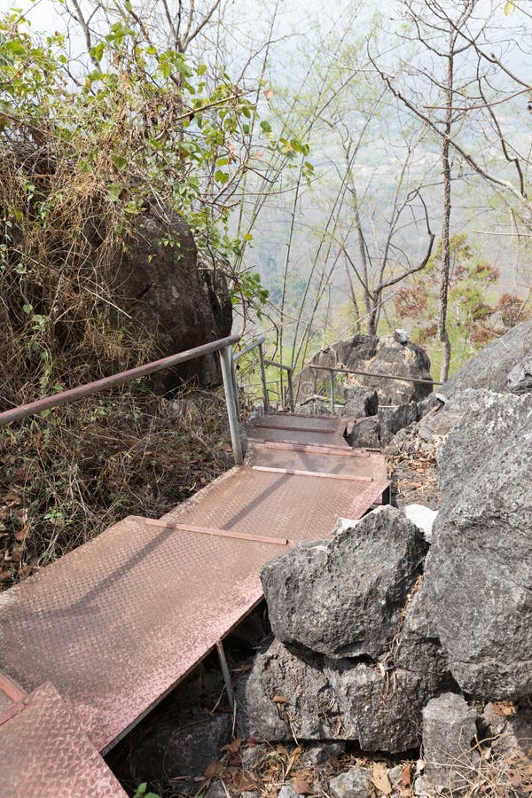Metal Walkway To Go Up and Down the Hill Stock Image - Image of hike ...
