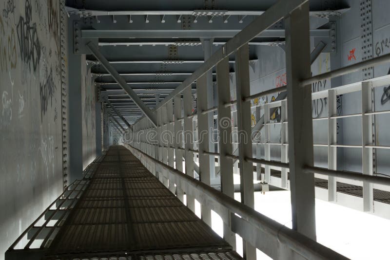 Metal Walkway Under a Bridge Stock Image - Image of architecture ...