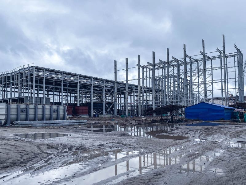 Metal Warehouse for Storage of Building Materials. a Large Warehouse ...