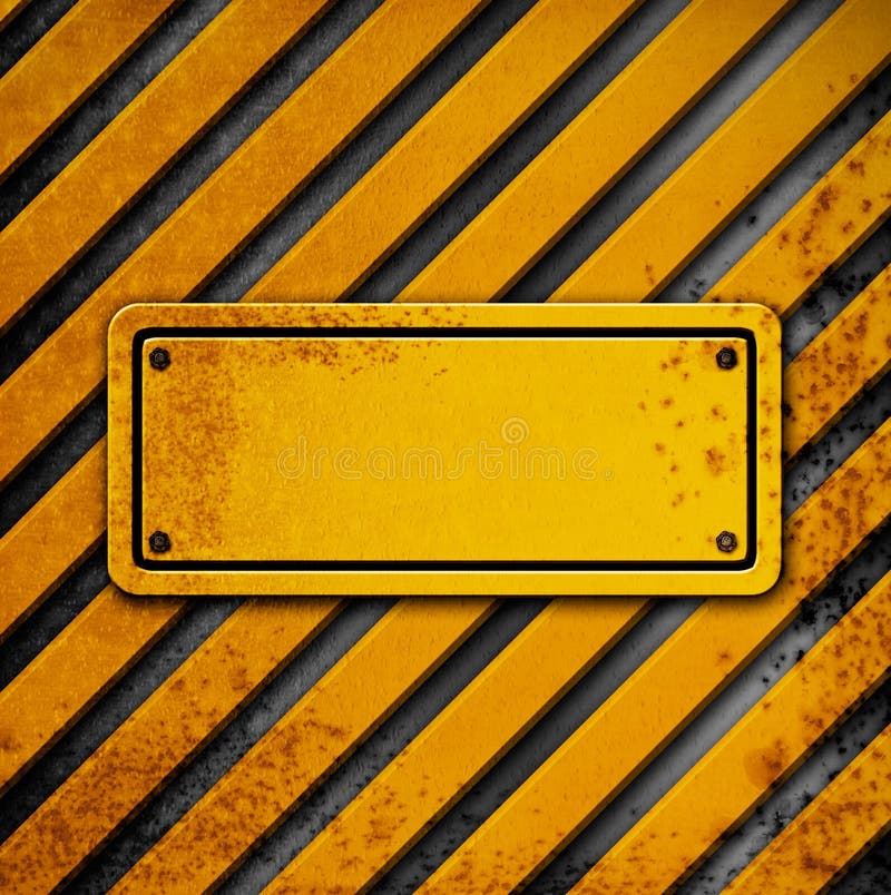 Black Stripped Rectangle on Yellow Background. Blank Warning Sign ...