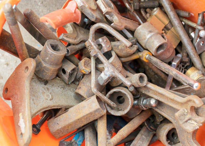 Metal Waste Bin, Container Full of Various Iron Waste, Rusty Old ...