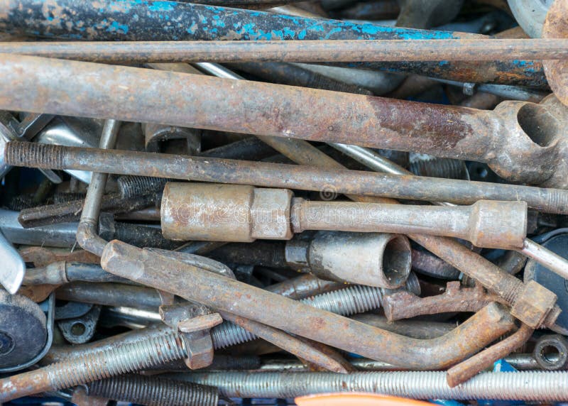 Metal Waste Bin, Container Full of Various Iron Waste, Rusty Old ...