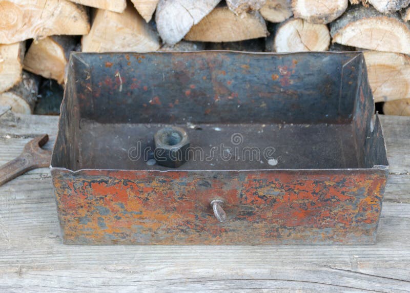 Metal Waste Bin, Scrap Metal, Old Iron Box Stock Photo - Image of rust ...