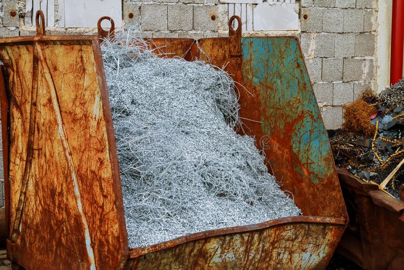 Metal Waste in a Metal Container. Heavy Industry Stock Image - Image of ...