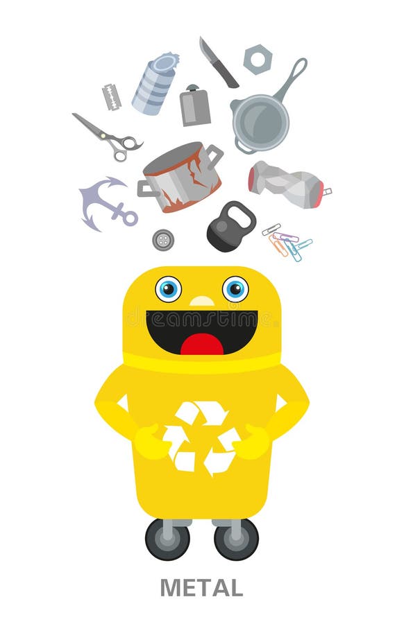 Metal Waste Old . Trash Sorting Theme. Garbage Recycling. Flat Design ...