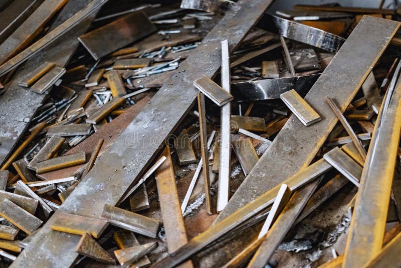 Metal Waste after Processing and Cutting Metal at the Factory in the ...