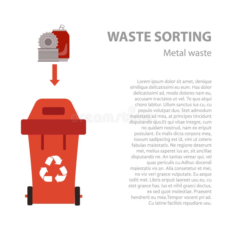 Metal Waste Sorting Flat Concept. Stock Vector - Illustration of refuse ...