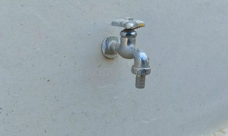 Metal Water Tap, Attached To the Wall Stock Image - Image of metal ...
