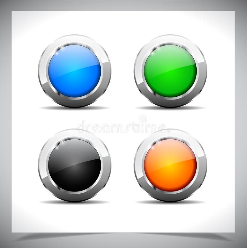 Metal Web Buttons. Vector Eps10. Stock Illustration - Illustration of ...