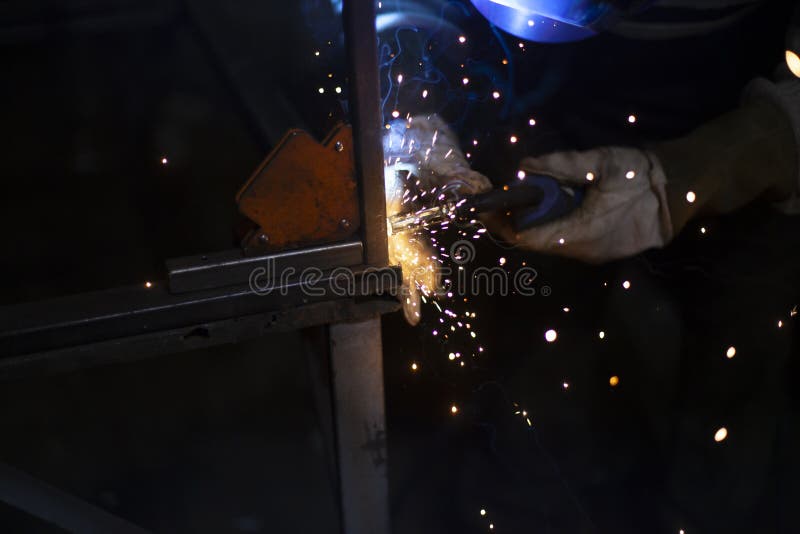 Metal Welding. Fire from Operation of Welding Machine. Manufacture of ...
