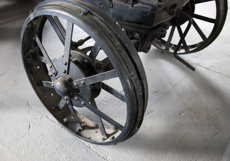 Metal Wheel of the First Created Tractor, Close-up. Retro Tractor ...