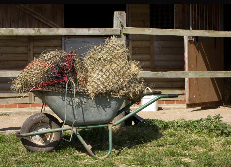 Metal Wheelbarrow Full of Haynets Stock Image - Image of background ...