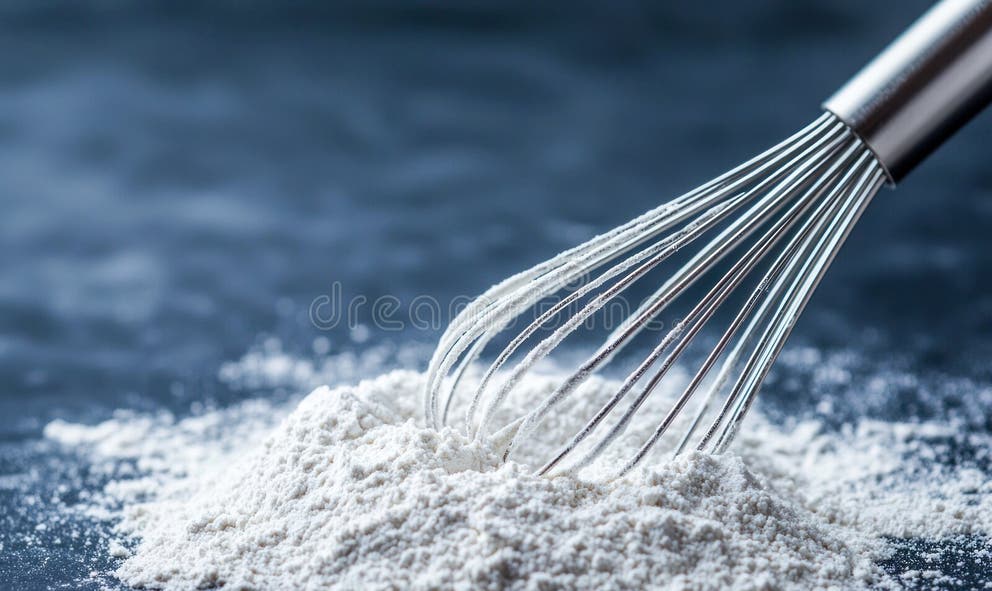 A Metal Whisk Covered in Flour Creates a Pleasing Visual for Baking and ...