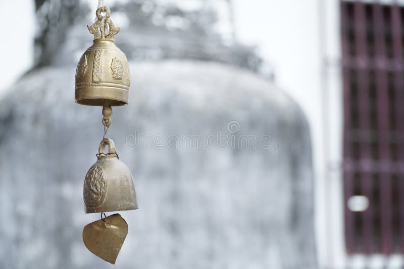 Metal Wind Chimes Small Wind Bell in the Temple. Thailand Stock Image ...