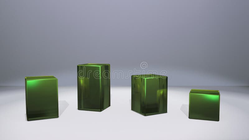 Metal Window Display Green Cube Stand Stock Illustration - Illustration ...