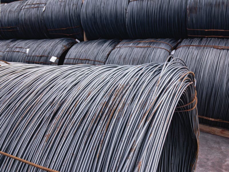 Metal Wire Rod in Coils in a Warehouse. Stock Photo - Image of round ...