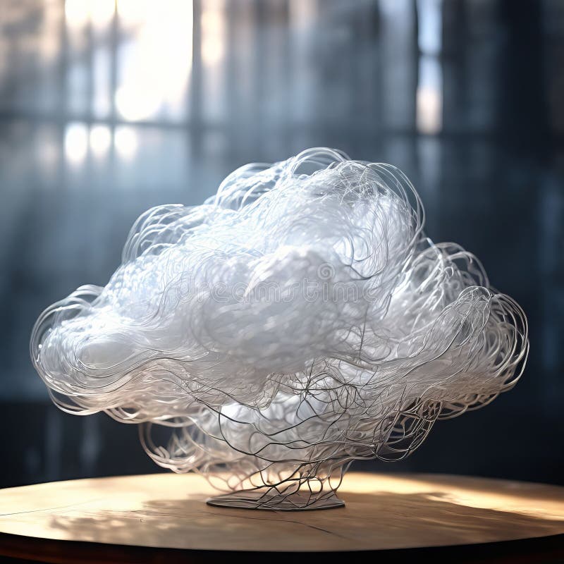 Metal Wireframe Cloud a Sculpture of a Cloud Made from Metalwir Stock ...