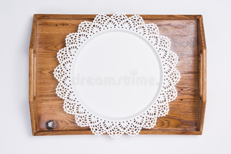 Metal and Wooden Serving Trays Flat Lay Top View Stock Photo - Image of ...