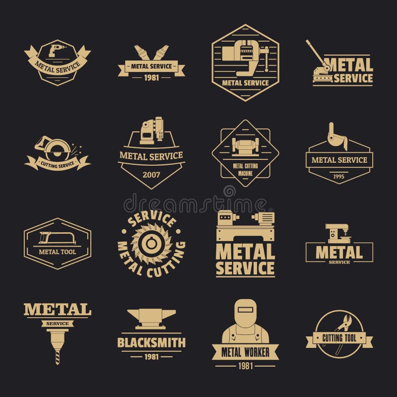 Metal Working Icons Set, Simple Style Stock Vector - Illustration of ...