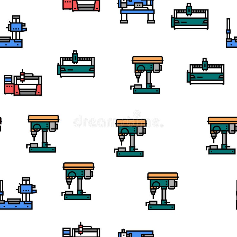 Metal Working Machine Vector Seamless Pattern Stock Illustration ...