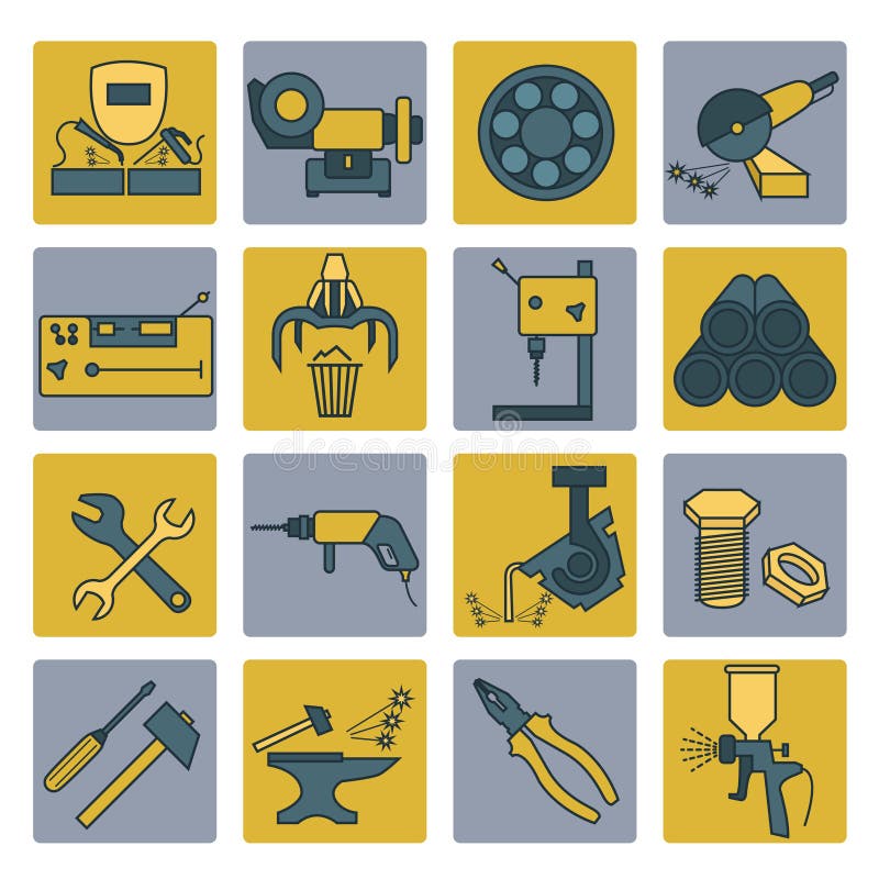 Metal Working Tools Icon Set. Thin Line Design Stock Vector ...