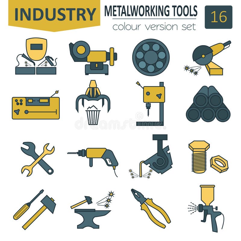 Metal Working Tools Icon Set. Thin Line Design Stock Vector ...