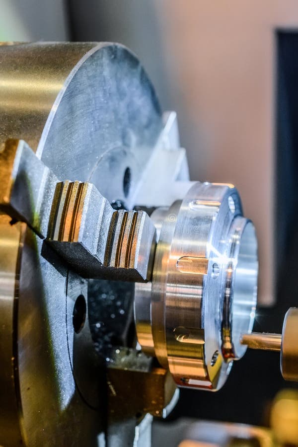 Metal Workpiece Clamped in the Lathe Chuck CNC Machine Stock Image ...