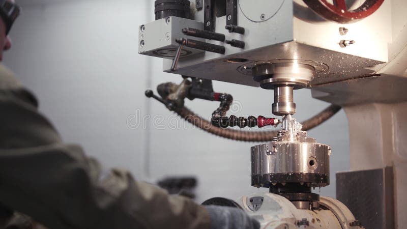 Metal Workpiece Rotates in Metalworking Milling Machine. a Metal ...
