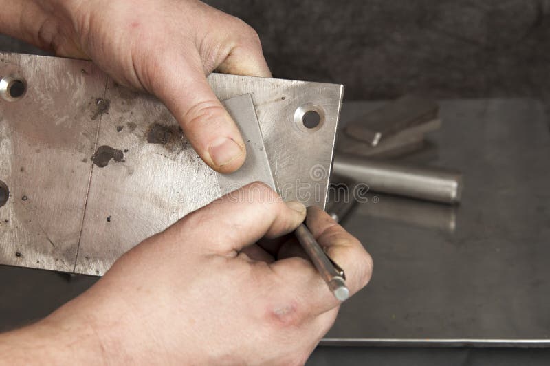 In metal workshop stock photo. Image of stainless, measuring - 84729302