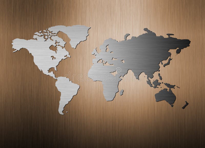Metal World Map on the Metal Background Stock Illustration ...