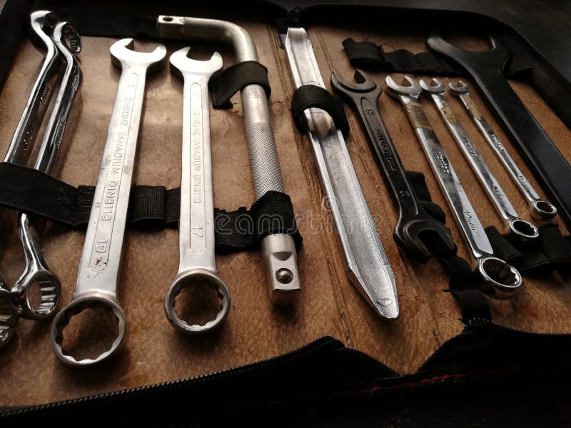 Metal Wrenches Tool Set To Fix Machinery and Automotive Engine Stock ...