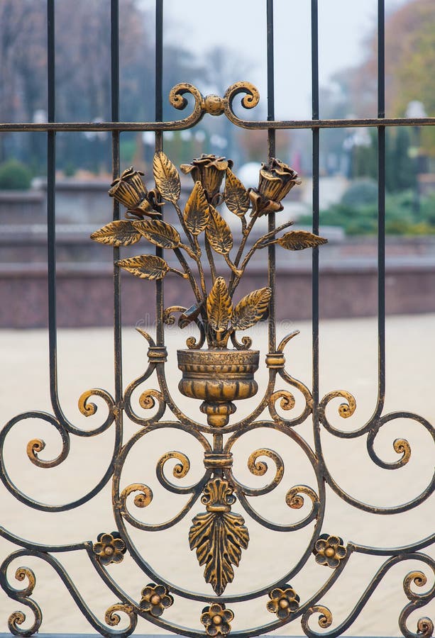 Metal Wrought-iron Gates with Floral Patterns Stock Photo - Image of ...