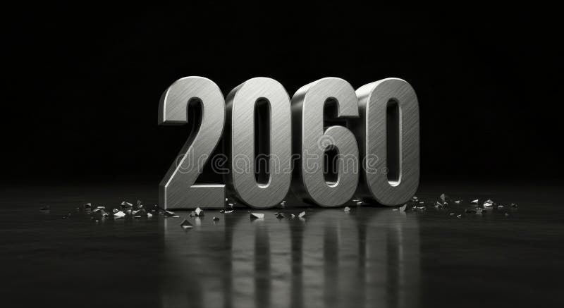 Metal Year Number 2060 on Dark Background with Reflective Surface Stock ...