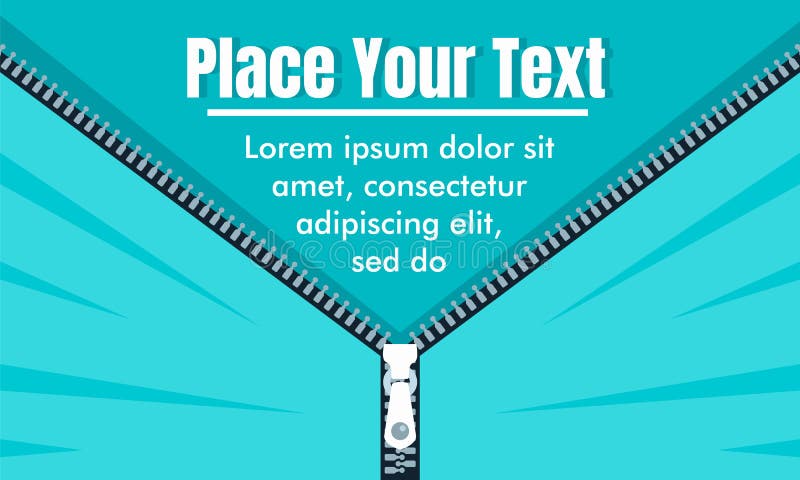 Metal Zipper Blue Clothes Concept Banner, Flat Style Stock Vector ...