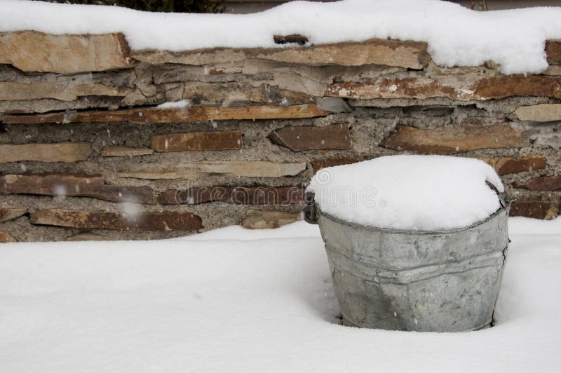 Metalbucket stock image. Image of construct, brick, winter - 51097503