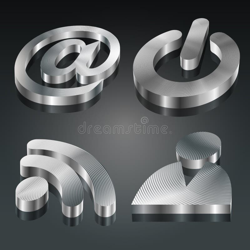 Metalic 3D Symbols Set stock vector. Illustration of communication ...
