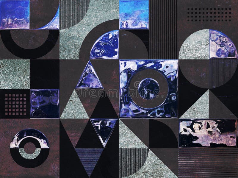 Metalic Blue Mexican Wallpaper Design Stock Illustration - Illustration ...