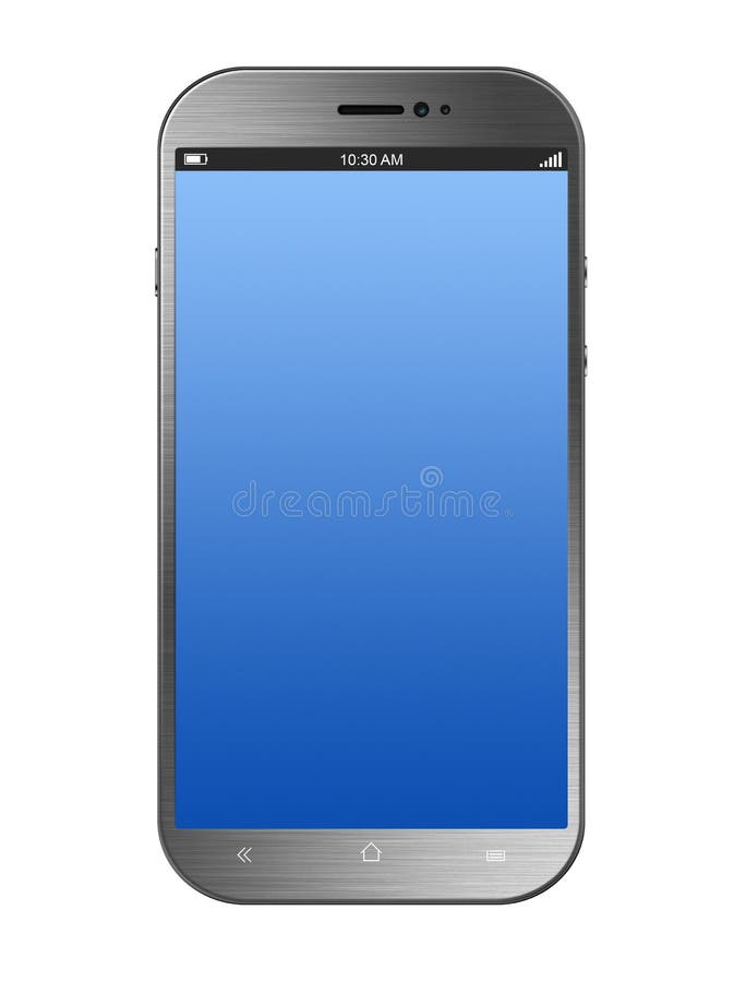 Metalic Silver Smartphone Isolated on White Stock Photo - Image of ...