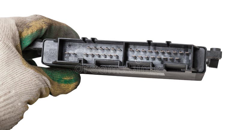 Metall Car Engine Control Unit on a White Isolated Background is the ...